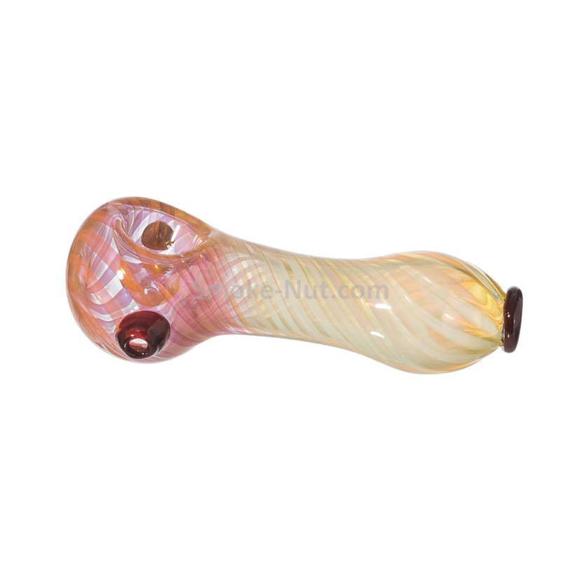 Golden Rose Swirl Glass Pipe Smoke